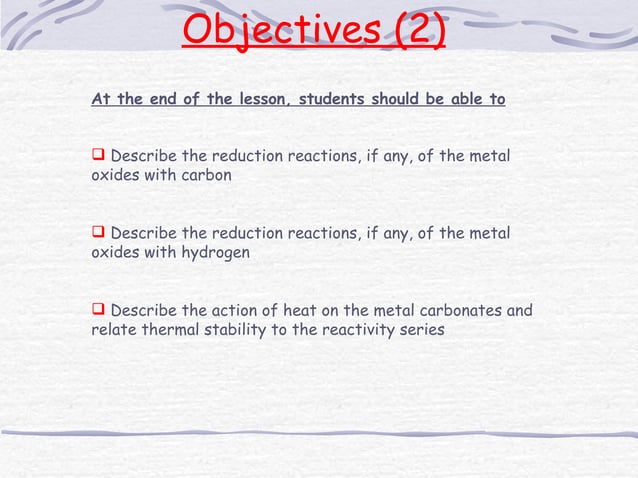 Metals - Reactivity Series | PPT