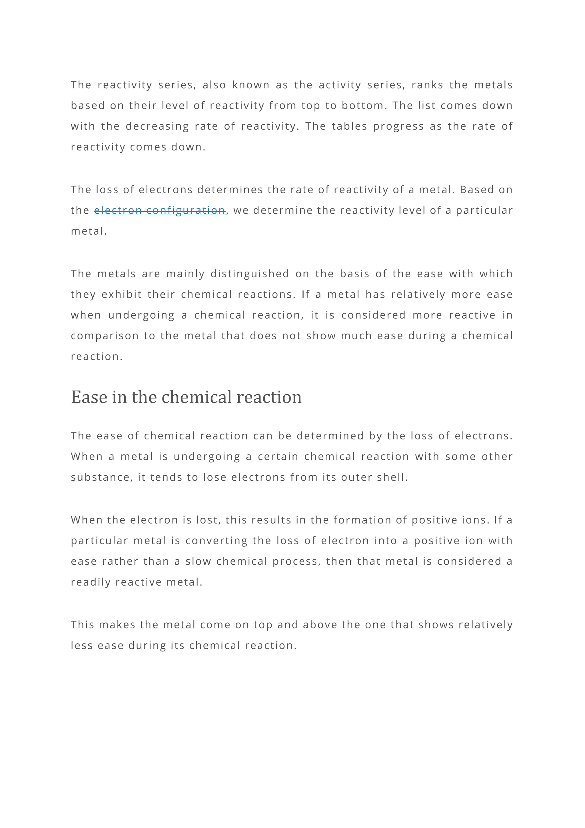 Reactivity Series and its Applications | PDF