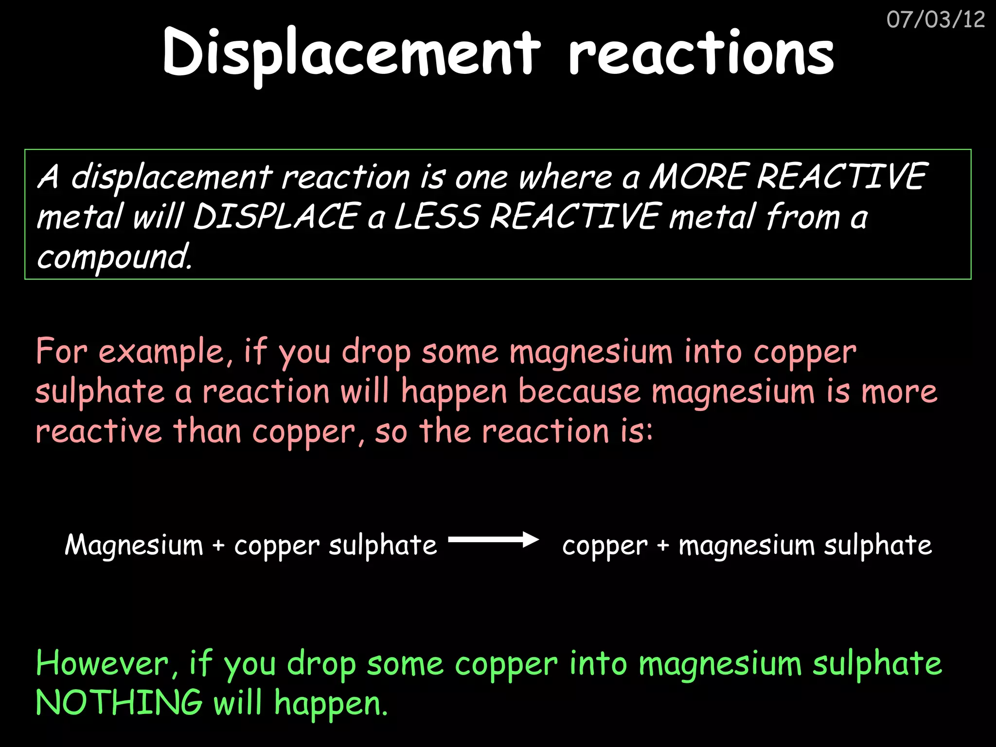 Reactivity with metals | PPS | Chemistry | Science