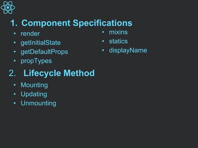 React js - Component specs and lifecycle | PPTX