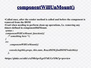 ReactJS Component Lifecycle hooks with examples | PPT