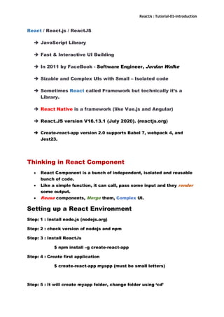 React js t1 - introduction | PDF | Web Development | Internet