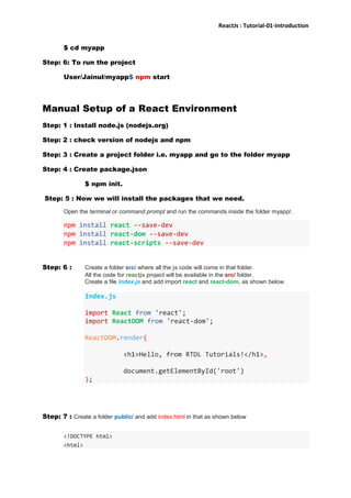 React js t1 - introduction | PDF | Web Development | Internet