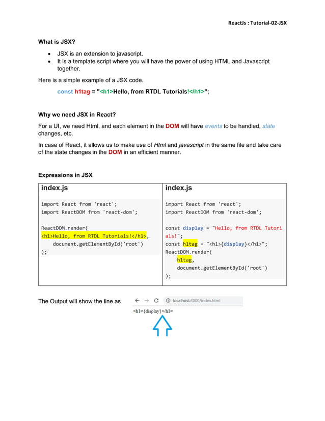 React js t2 - jsx | PDF | Web Development | Internet