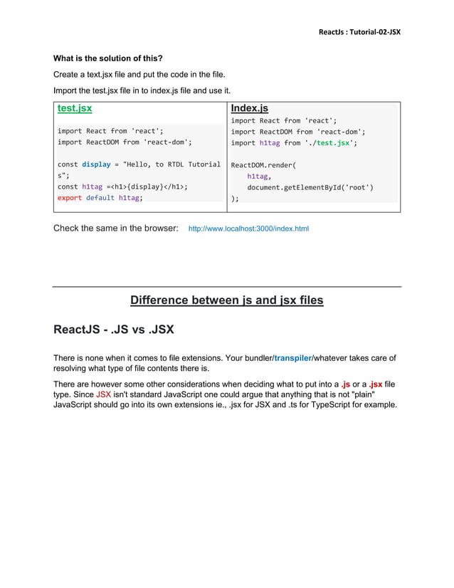 React js t2 - jsx | PDF | Web Development | Internet