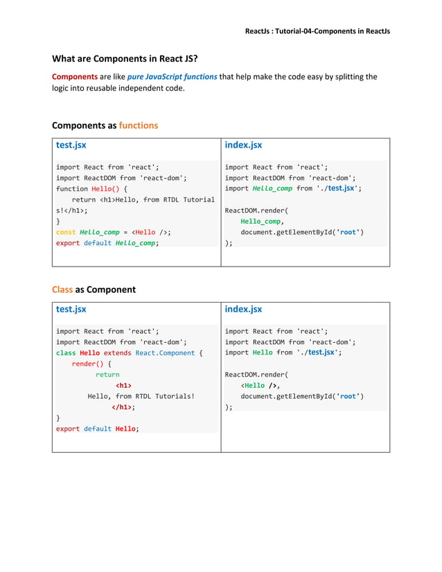 React js t4 - components | PDF