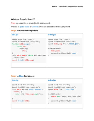 React js t4 - components | PDF
