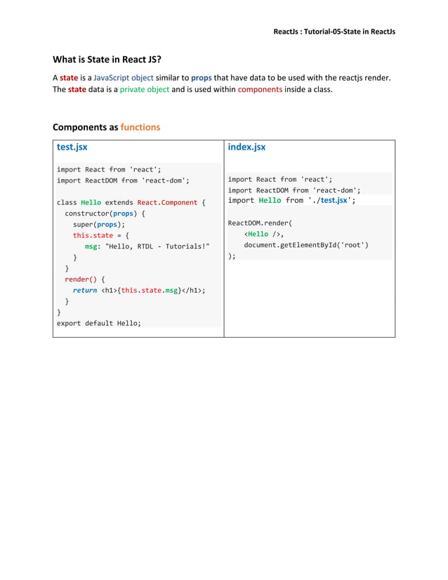 React js t5 - state | PDF