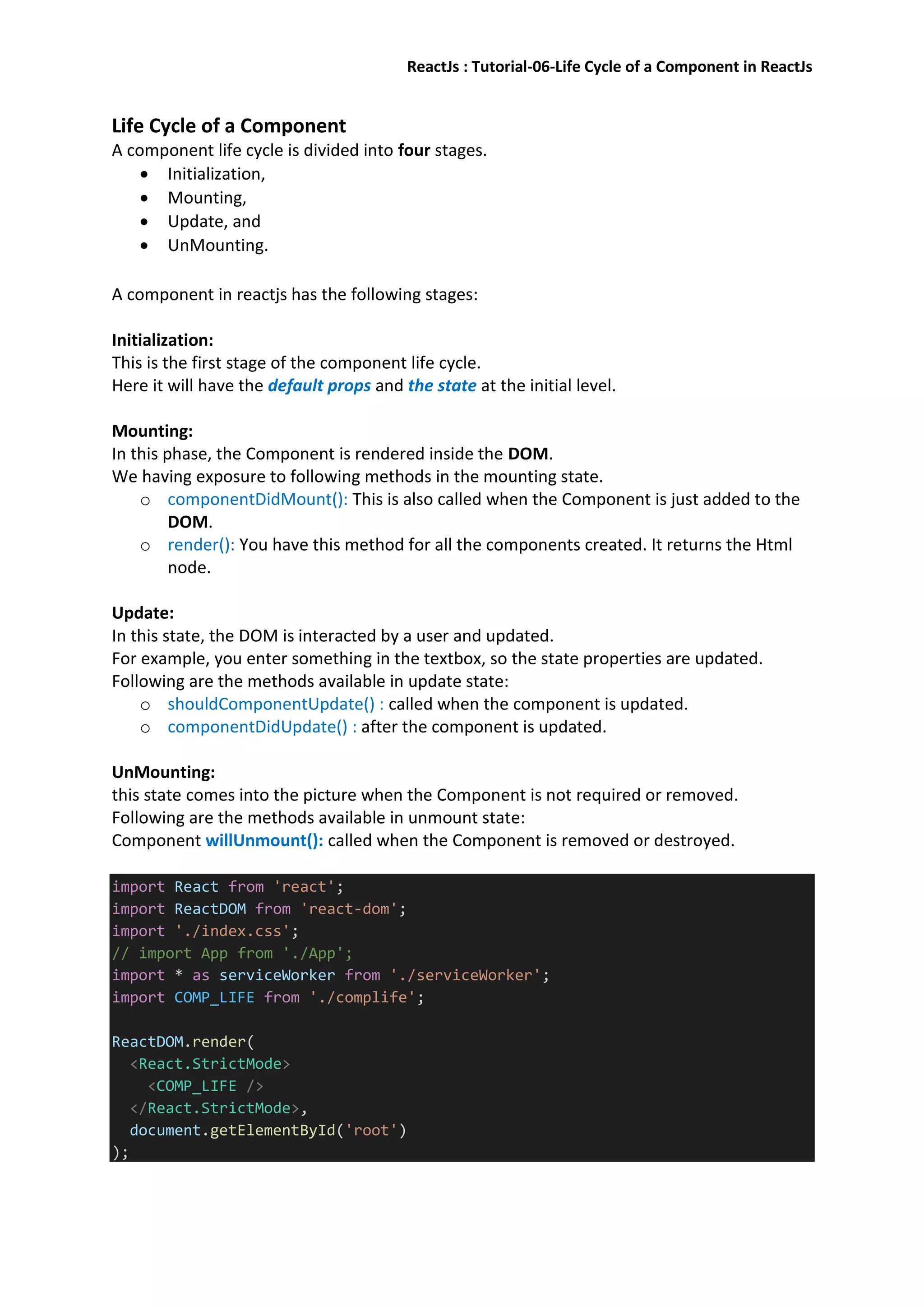 React js t6 -lifecycle | PDF | Web Development | Internet
