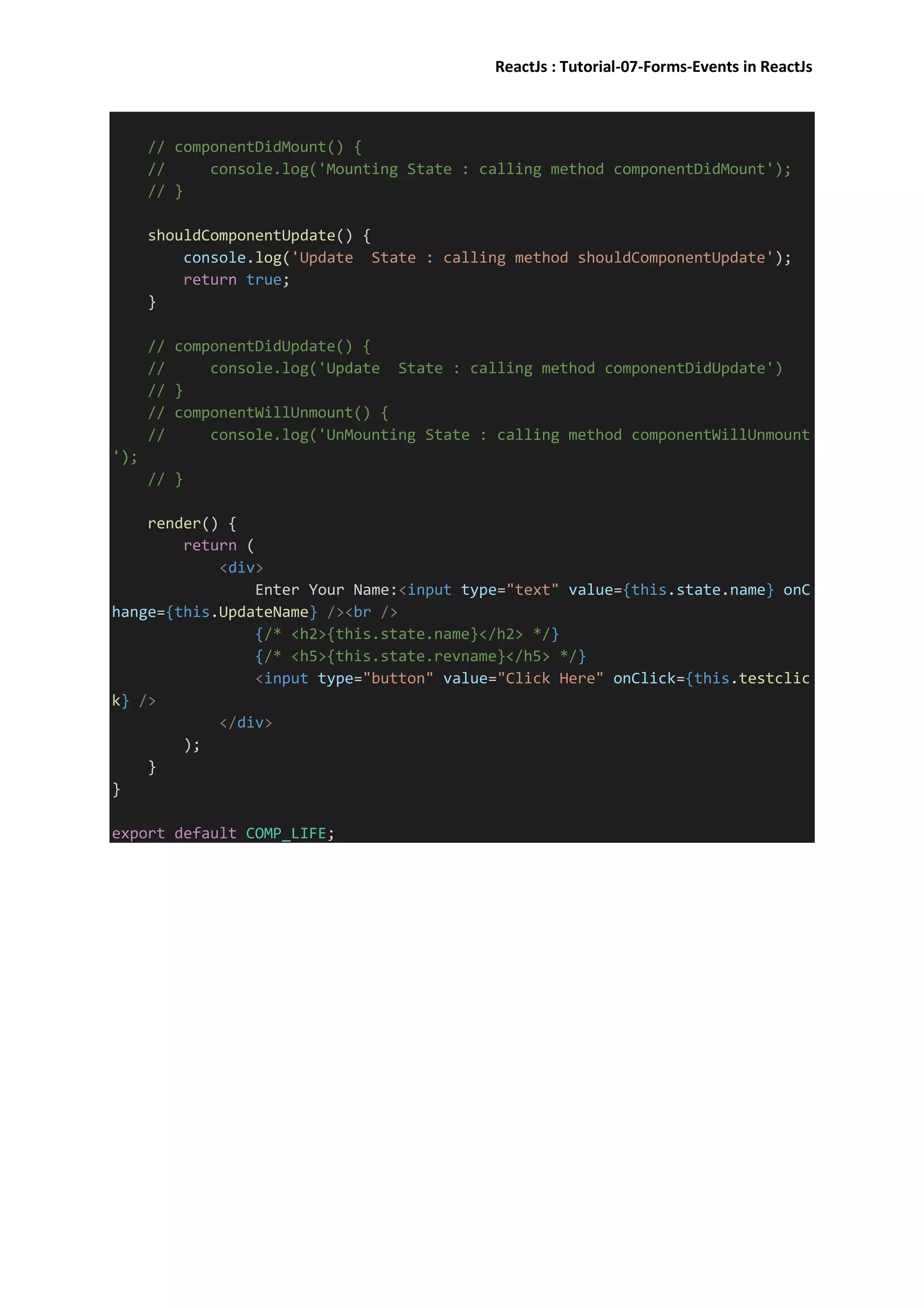 React js t7 - forms-events | PDF