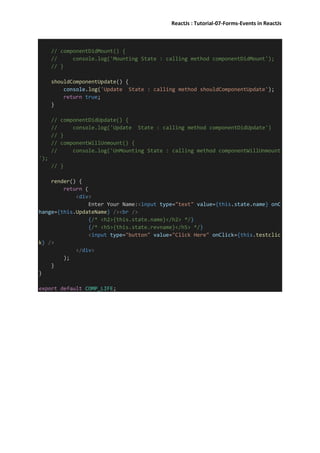React js t7 - forms-events | PDF | Web Development | Internet