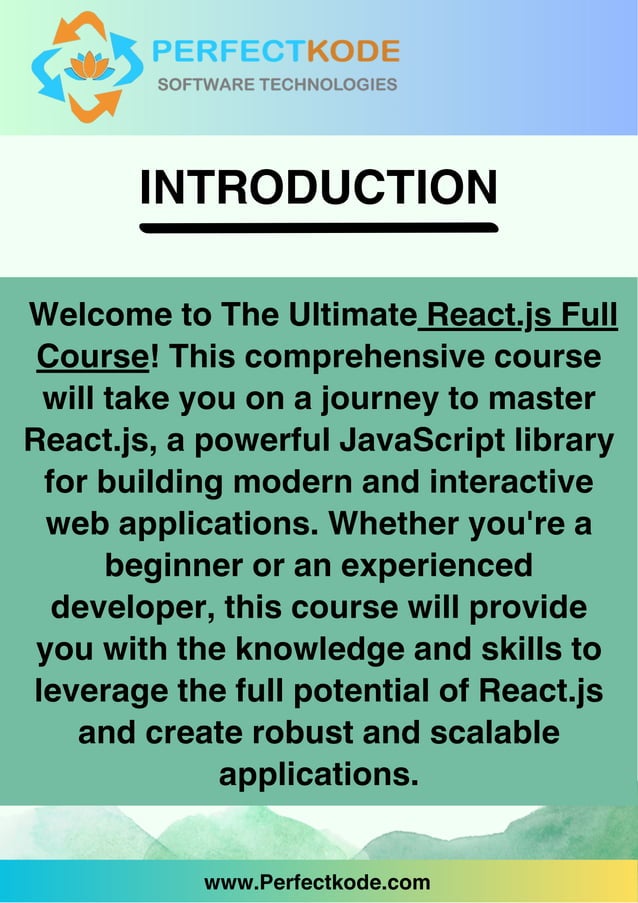REACT JS FULL COURSE | PERFECTKODE | PDF