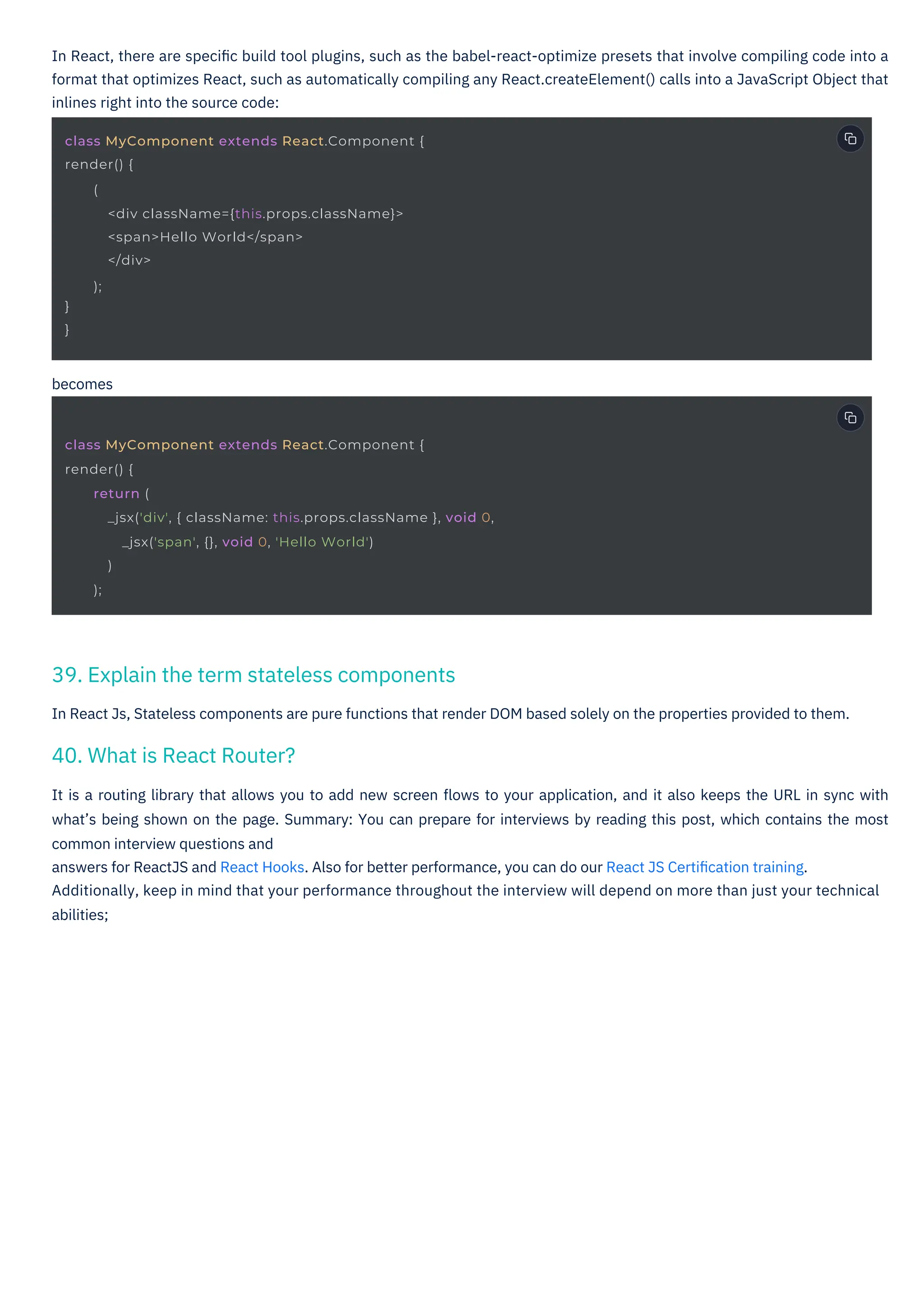 React JS Interview Questions PDF By ScholarHat | PDF