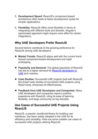 Detailed Guide to ReactJS vs. Angular and UAE Developers' Preference | PDF