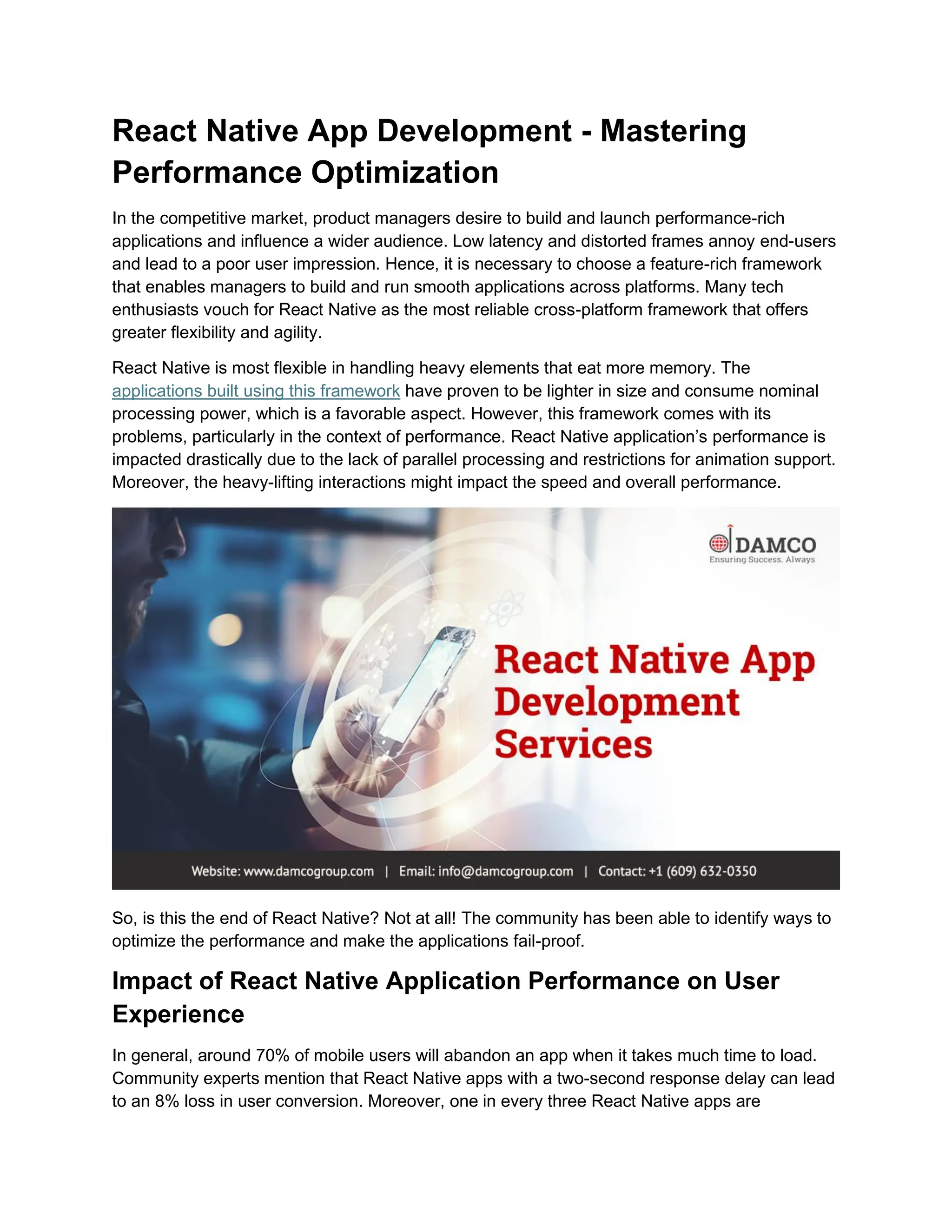 How Optimizing React Native Apps Drive User Retention | PDF How Optimizing React Native Apps Drive User Retention | PDF