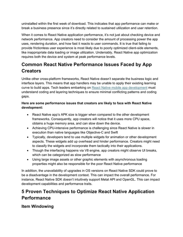 How Optimizing React Native Apps Drive User Retention | PDF