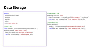 React Native Course - Data Storage . pdf | PPT