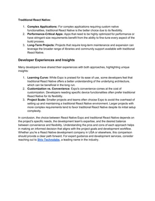 React Native Expo vs. Traditional React Native in USA: Pros and Cons | PDF