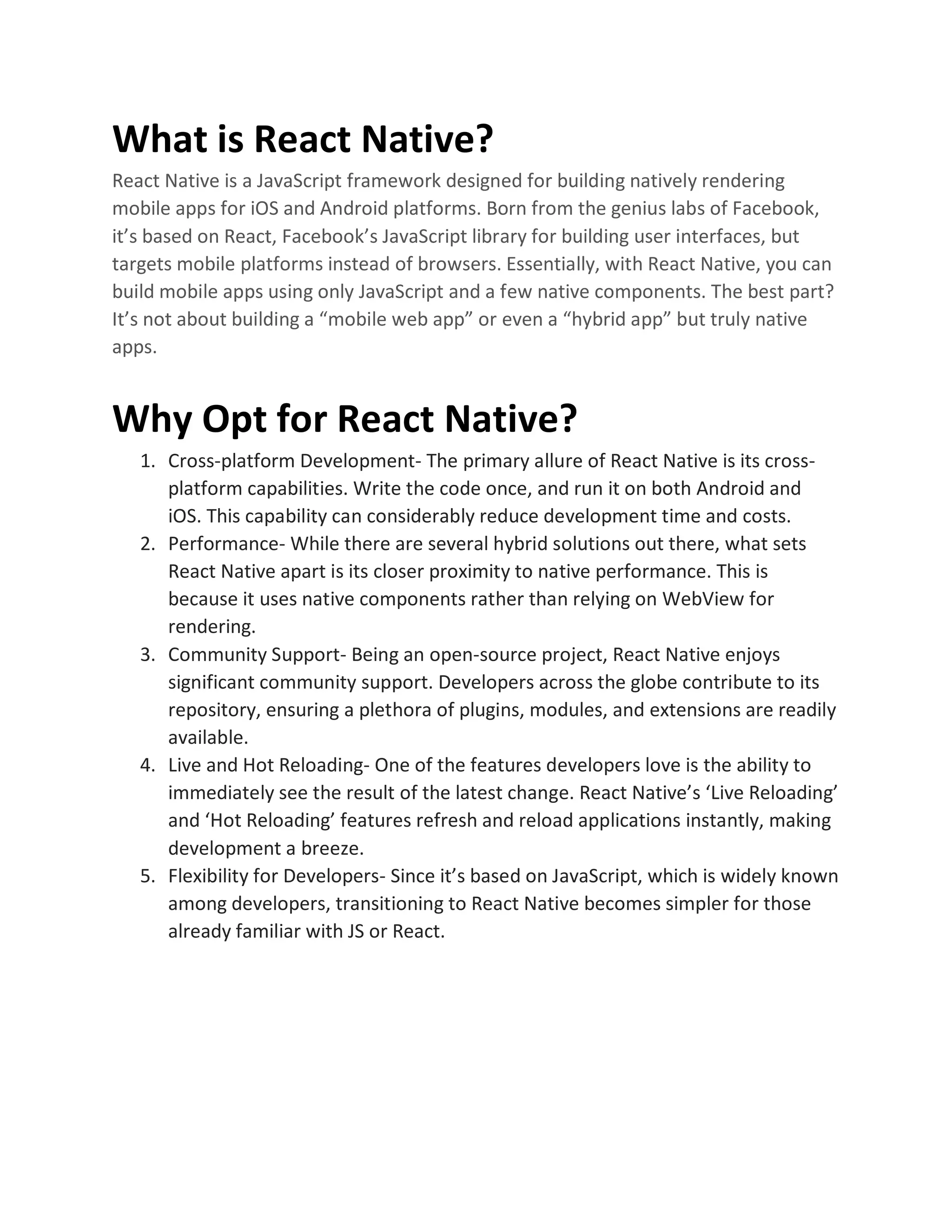 React Native Guide A Hybrid Framework for Mobile Apps | PDF