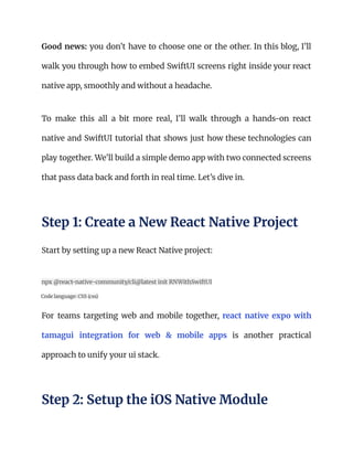 Embed SwiftUI in React Native: Boost iOS Performance & UX Seamlessly | PDF