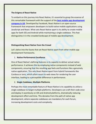 React Native Unleashed Redefining Mobile App Development | PDF