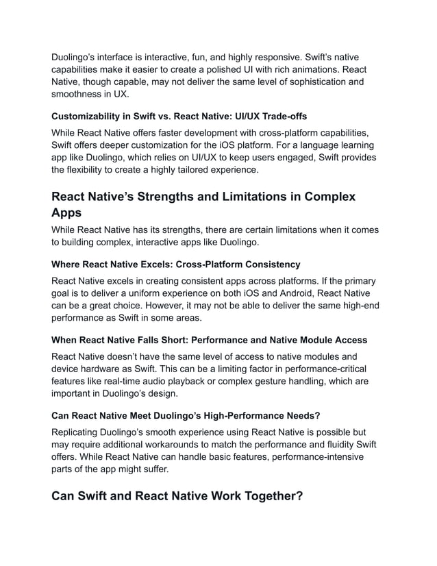 "React Native vs. Swift: Comparing Frameworks for Building Language ...