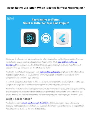 React Native vs Flutter - SSTech System | PDF