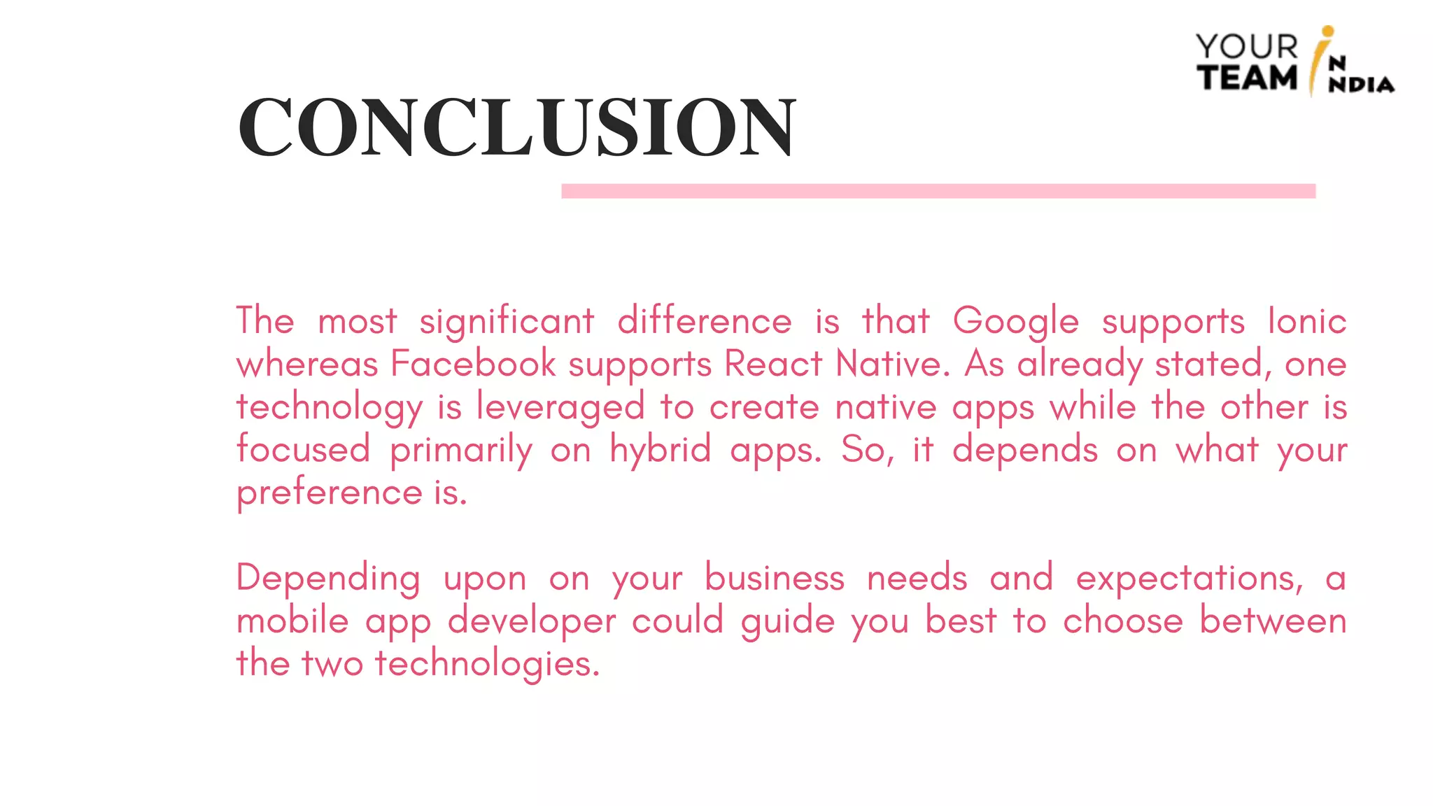 React Native Vs Ionic Which Is The Best Cross Platform Framework Ppt