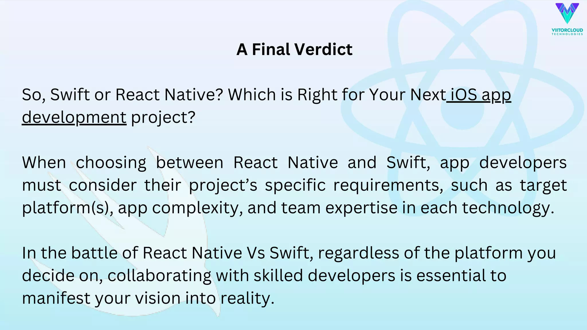 React Native Vs Swift Which Framework Is Right For Your Next Ios App