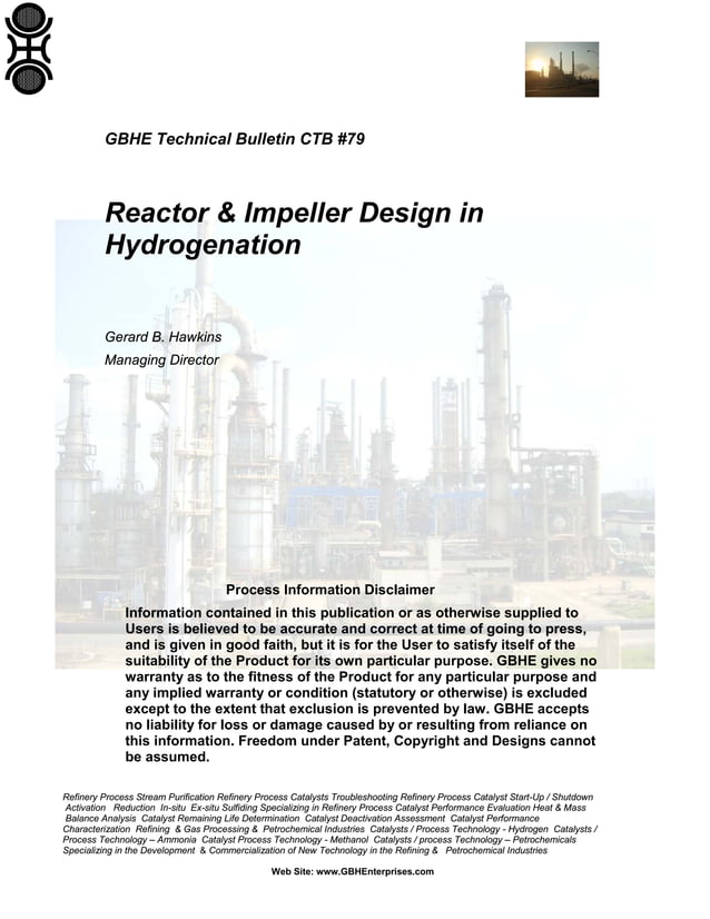 Reactor & Impeller Design in Hydrogenation | PDF | Chemistry | Science