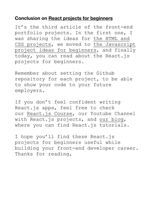 React projects for beginners | PDF