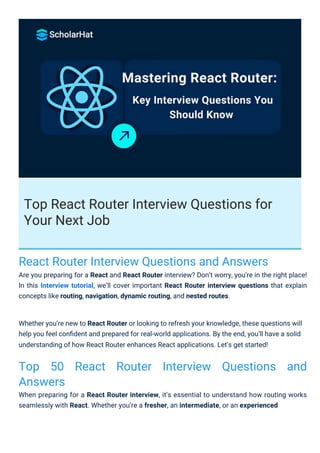 React Router Interview Questions PDF By ScholarHat | PDF