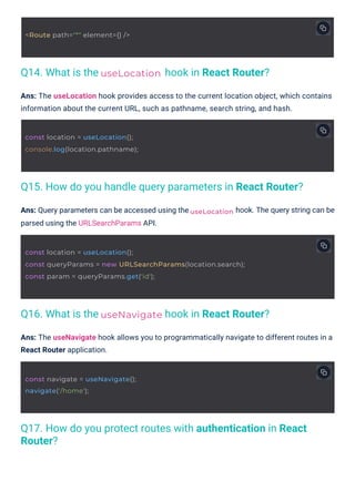 React Router Interview Questions PDF By ScholarHat | PDF