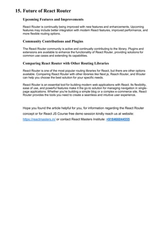 Learn more about React Router & it's properties | PDF | Web Development | Internet