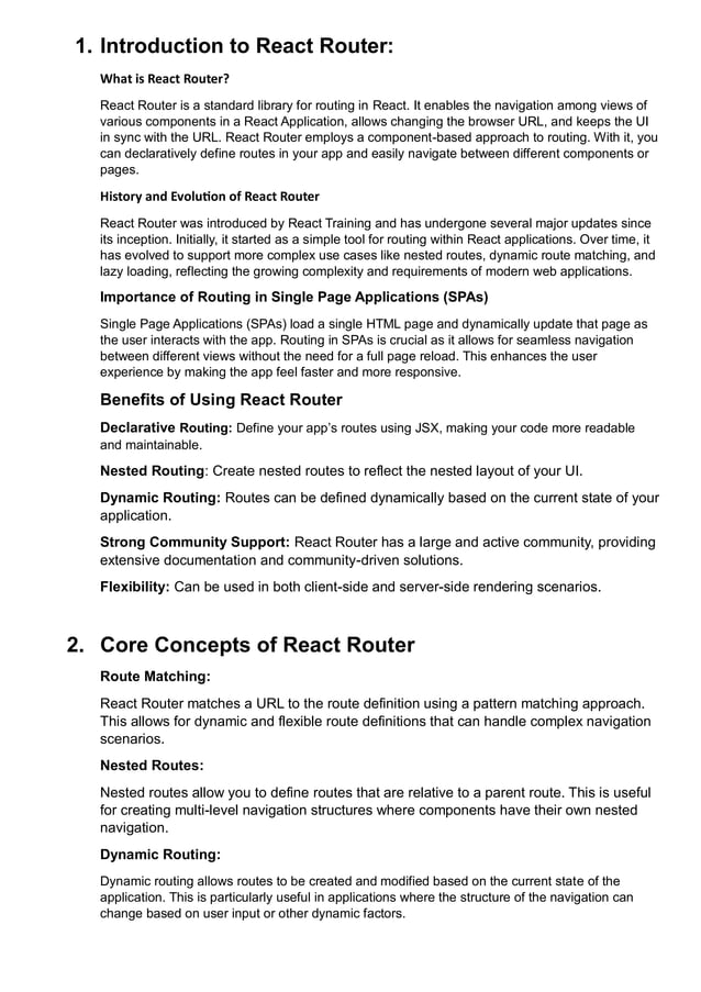 Learn more about React Router & it's properties | PDF