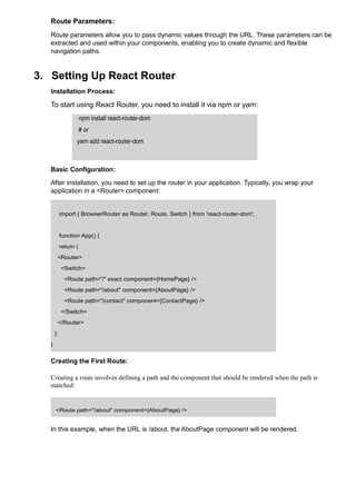 Learn more about React Router & it's properties | PDF | Web Development | Internet