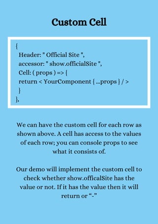 React table tutorial project setup, use table, and usefilter | PDF