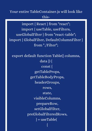 React table tutorial use filter (part 2) | PDF