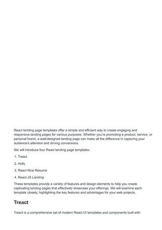 Top 20+ React Website Templates: Free and Premium Themes - Blogs | PDF