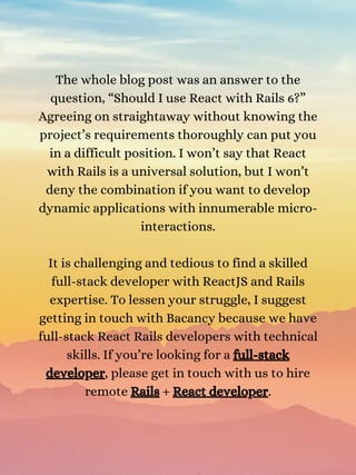 React with rails a perfect combination to build modern web application ...