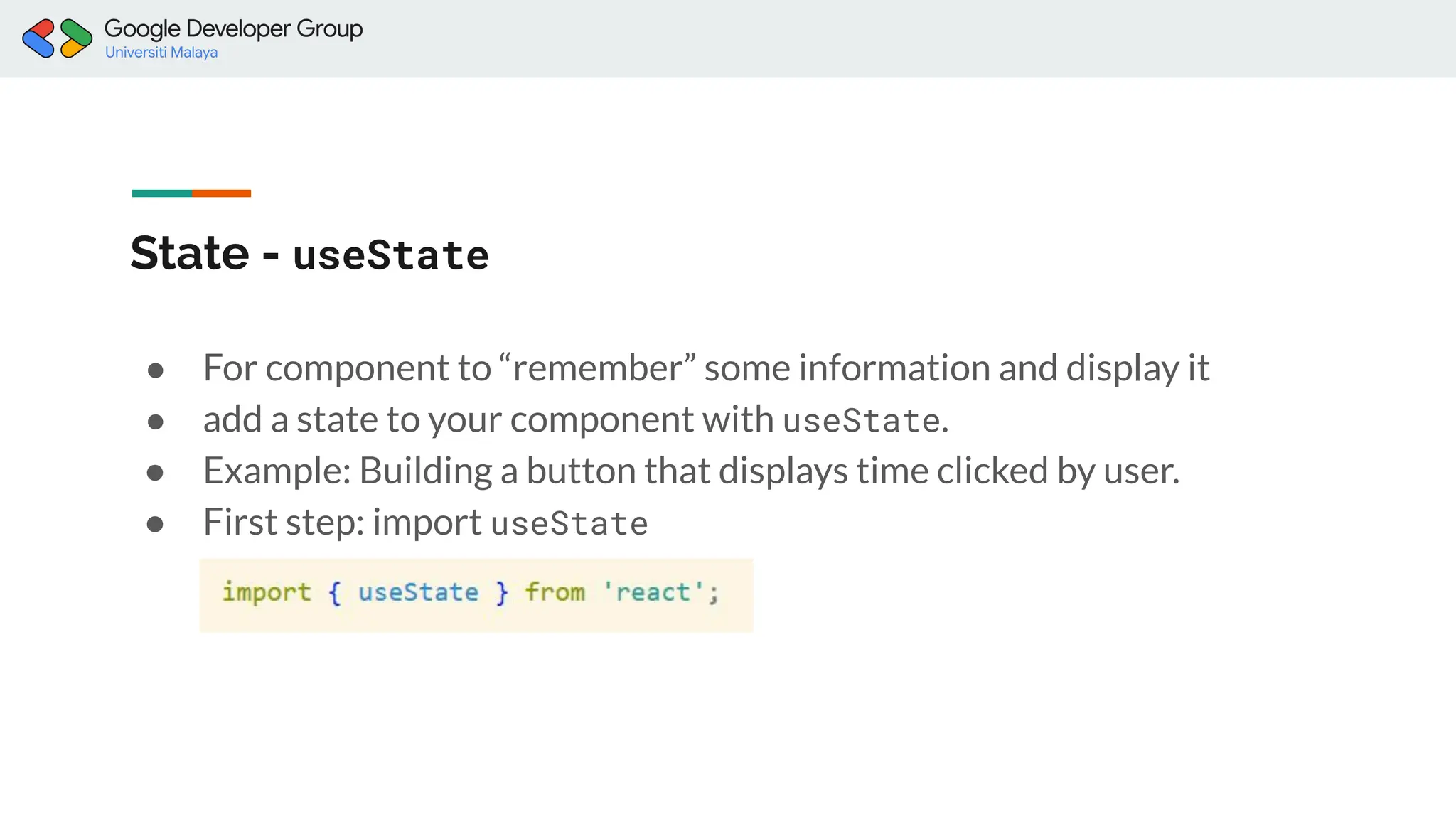 React Workshop Slides by GDGoC UM Full Stack Developer Team | PDF