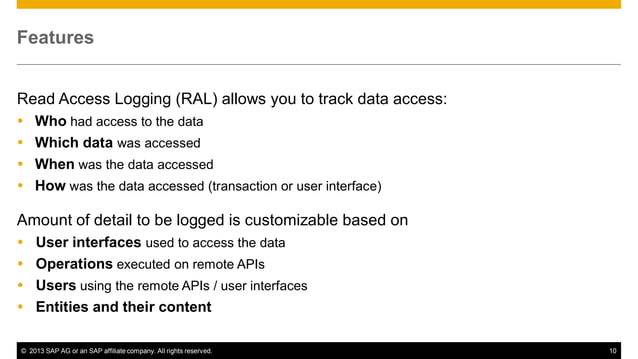 Read Access Logging (RAL) for SAP NetWeaver Overview | PDF