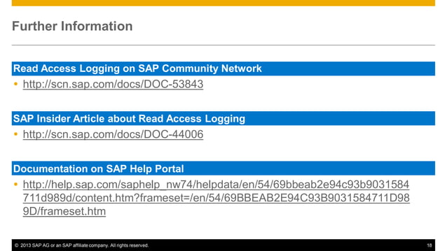 Read Access Logging (RAL) for SAP NetWeaver Overview | PDF