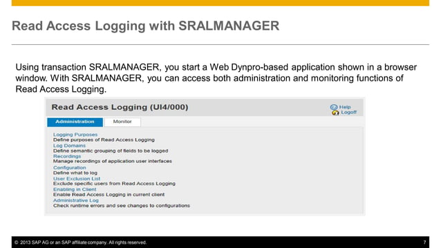 Read Access Logging (RAL) for SAP NetWeaver Overview | PDF