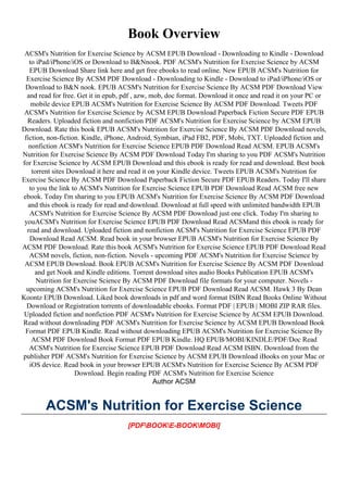 [READ]ACSM's Nutrition for Exercise SciencebyACSMFullBooks | PDF