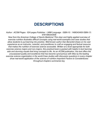 [READ]ACSM's Nutrition for Exercise SciencebyACSMFullBooks | PDF