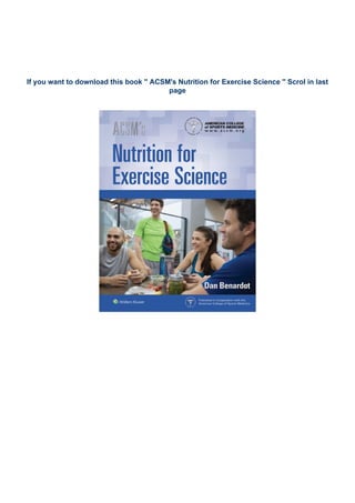 [READ]ACSM's Nutrition for Exercise SciencebyACSMFullBooks | PDF