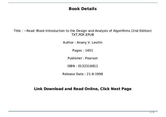 ~read Book Introduction To The Design And Analysis Of Algorithms 2n…