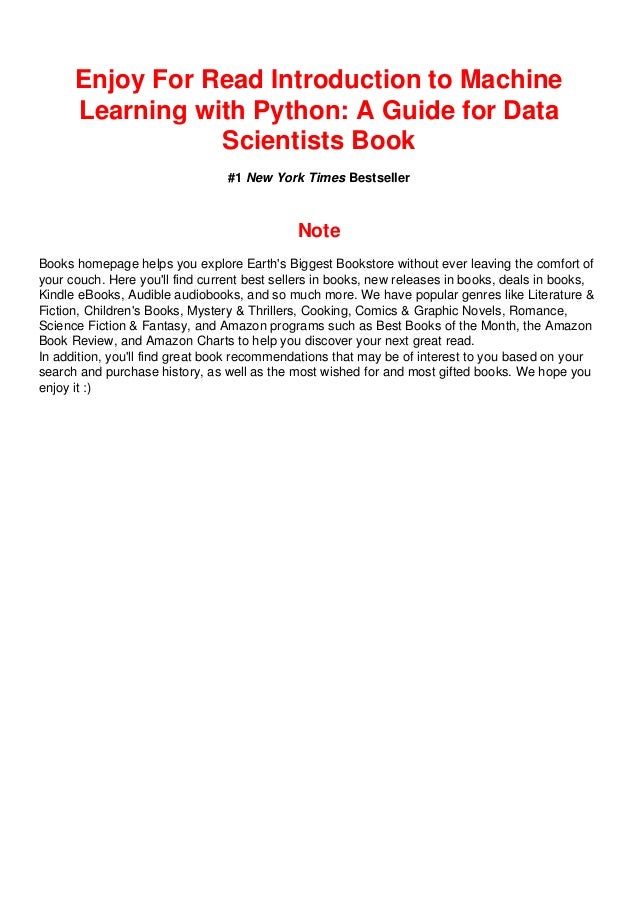 Introduction To Machine Learning With Python A Guide For Data Scientists Pdf