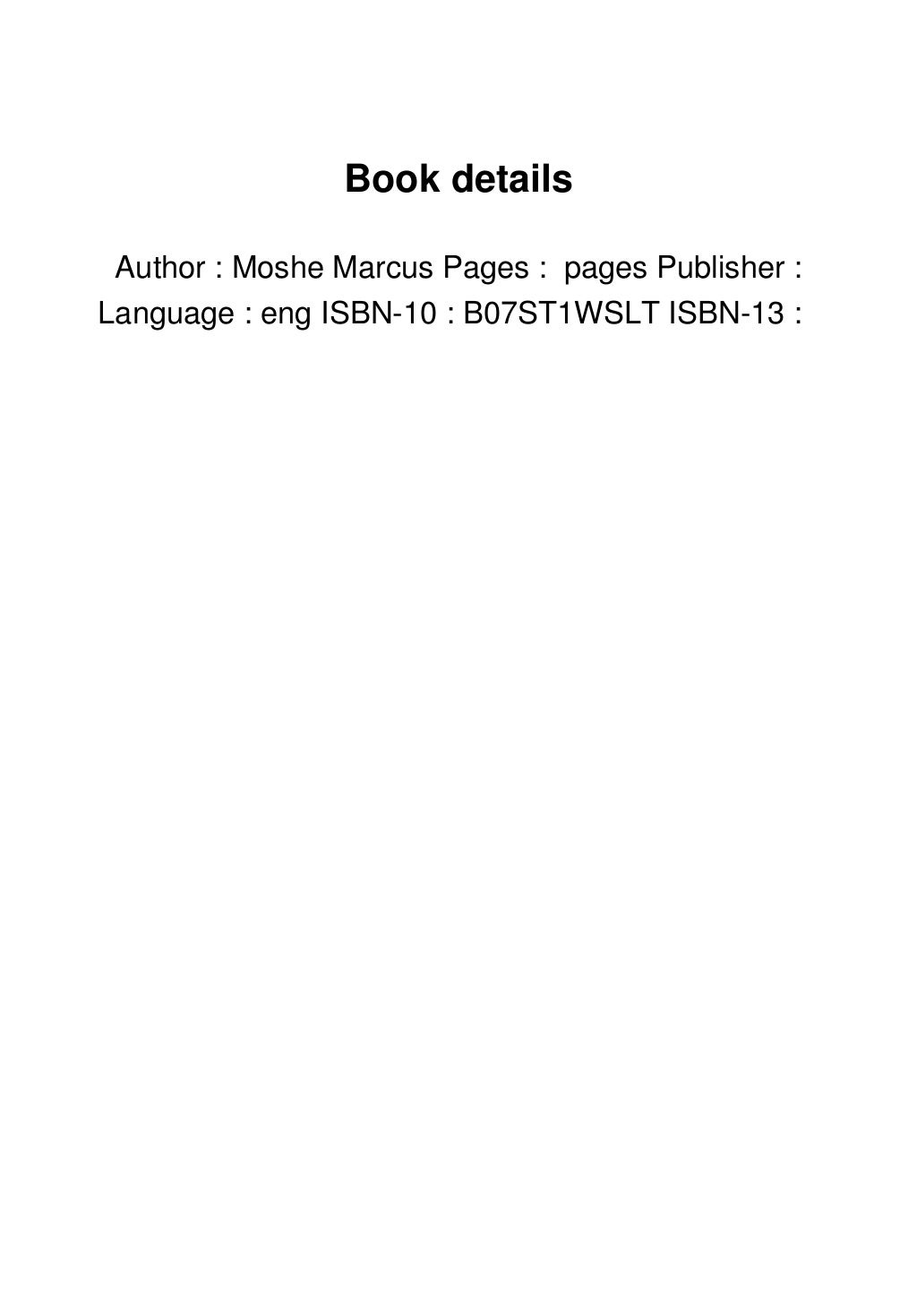 [Read] Online [The Way We Were Before] By Moshe Marcus